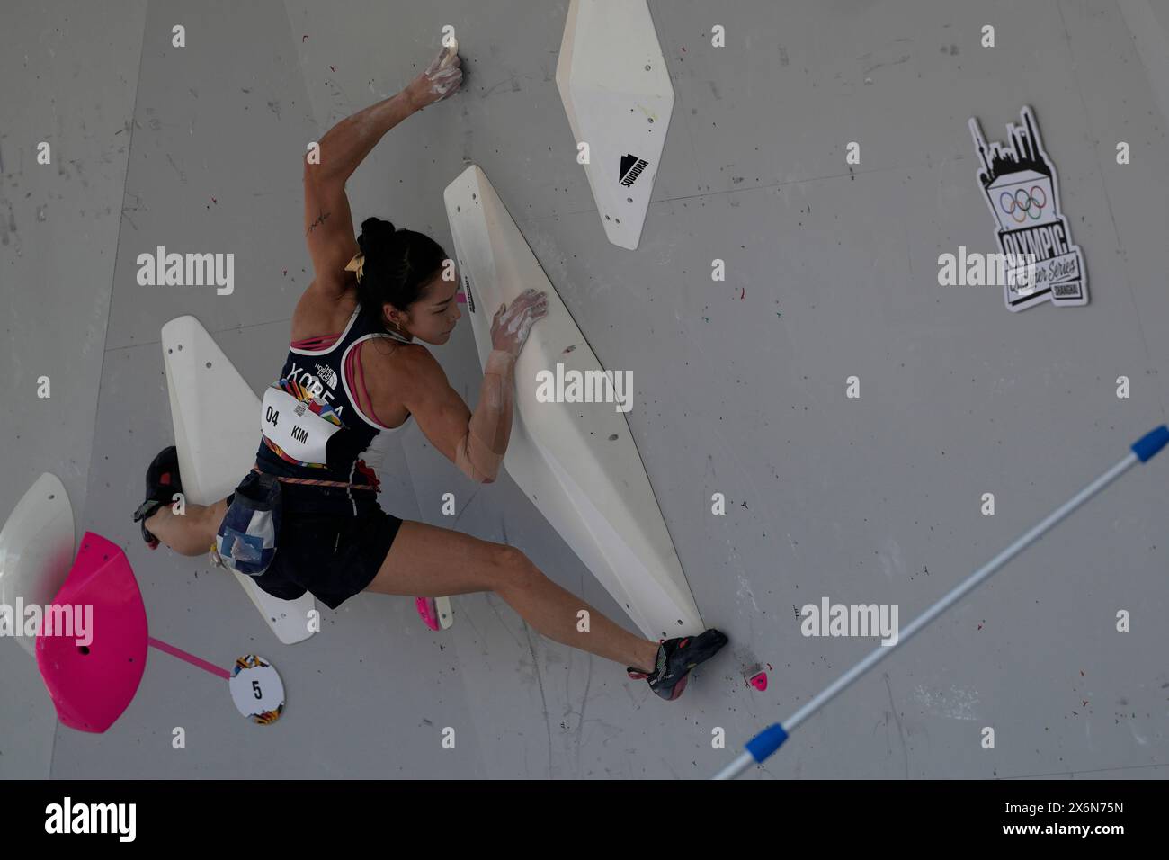 South Korea's Kim Jain competes in the Women's Boulder Qualifications ...