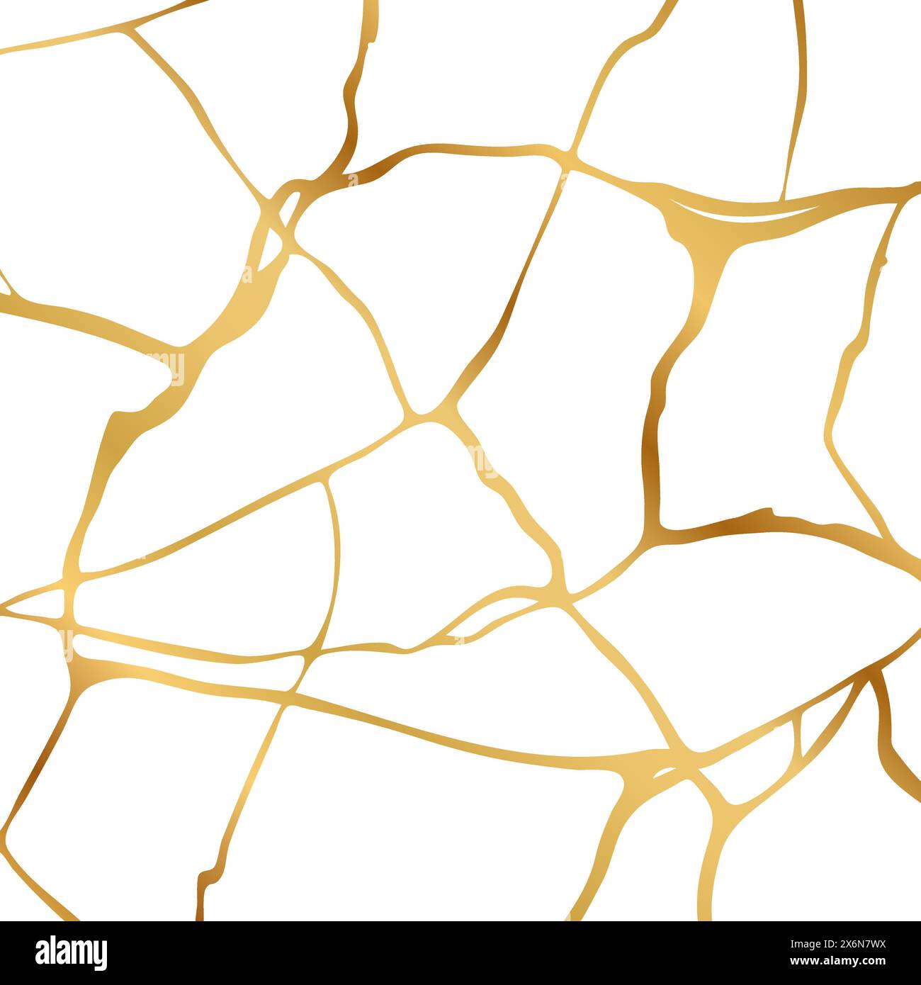 Gold kintsugi crack repair marble texture vector illustration isolated ...