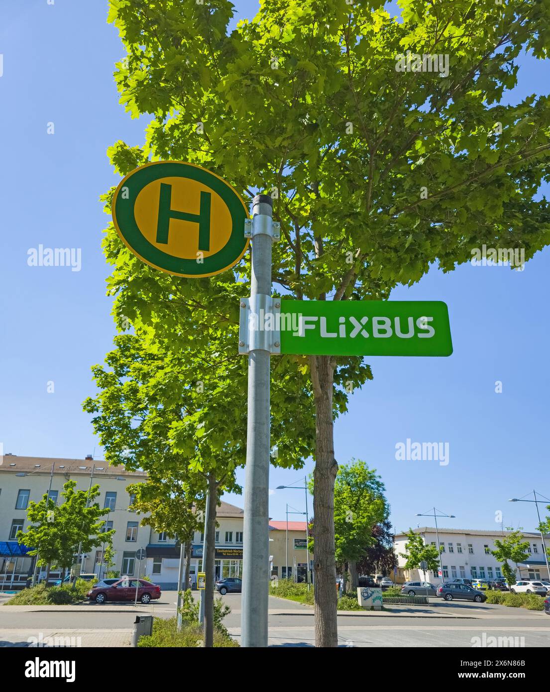 Flixbus, stop sign in a close-up Stock Photo - Alamy