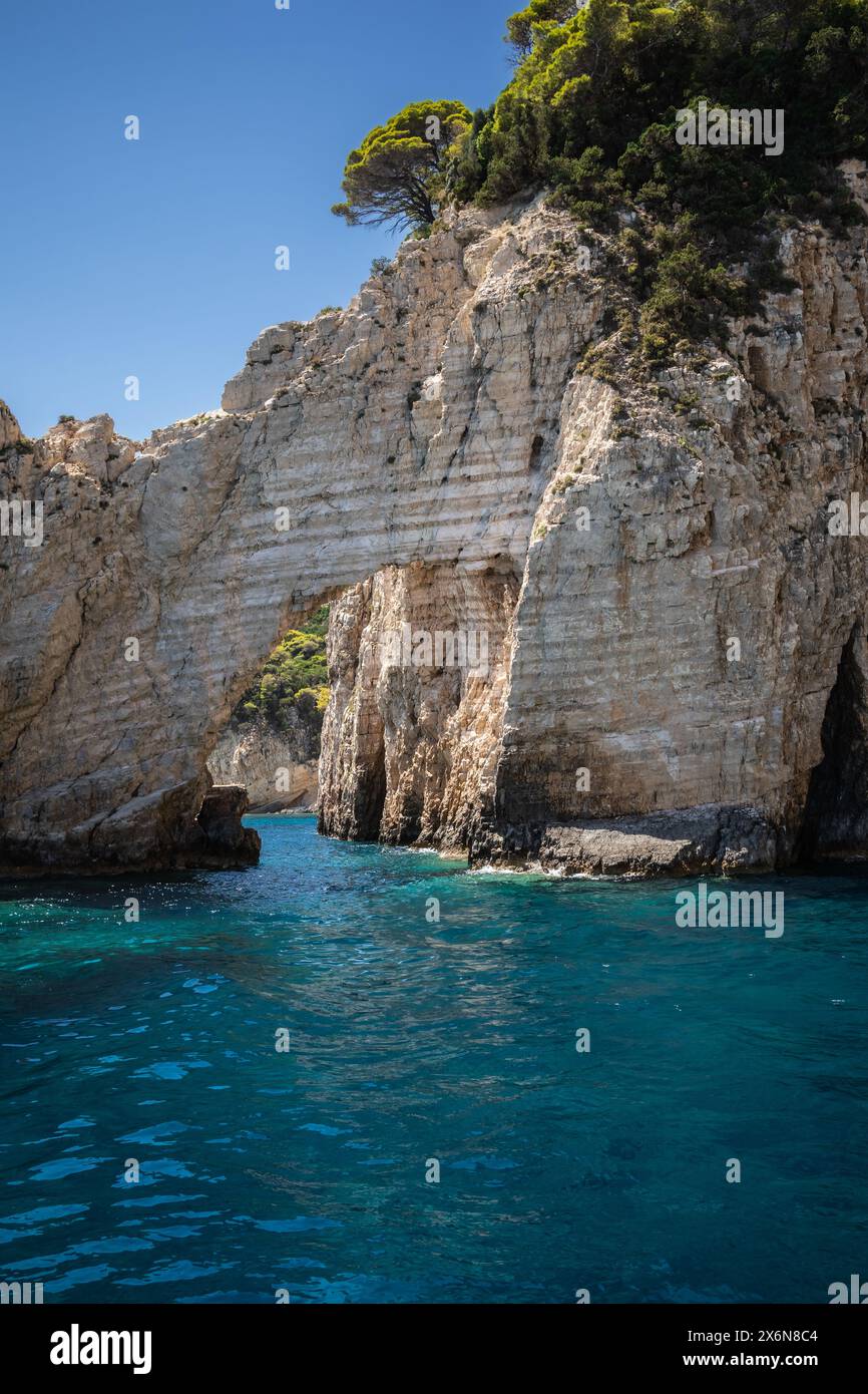 Vertical Stony Arch with Turquoise Ionian Sea in Greece. European ...