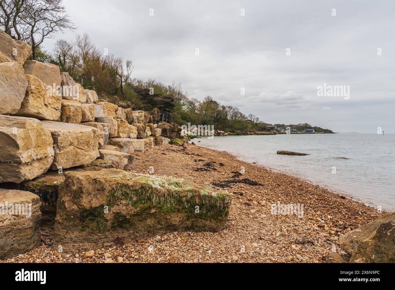 Gurnard, Isle of Wight, England, UK - April 17, 2023: The beach in ...