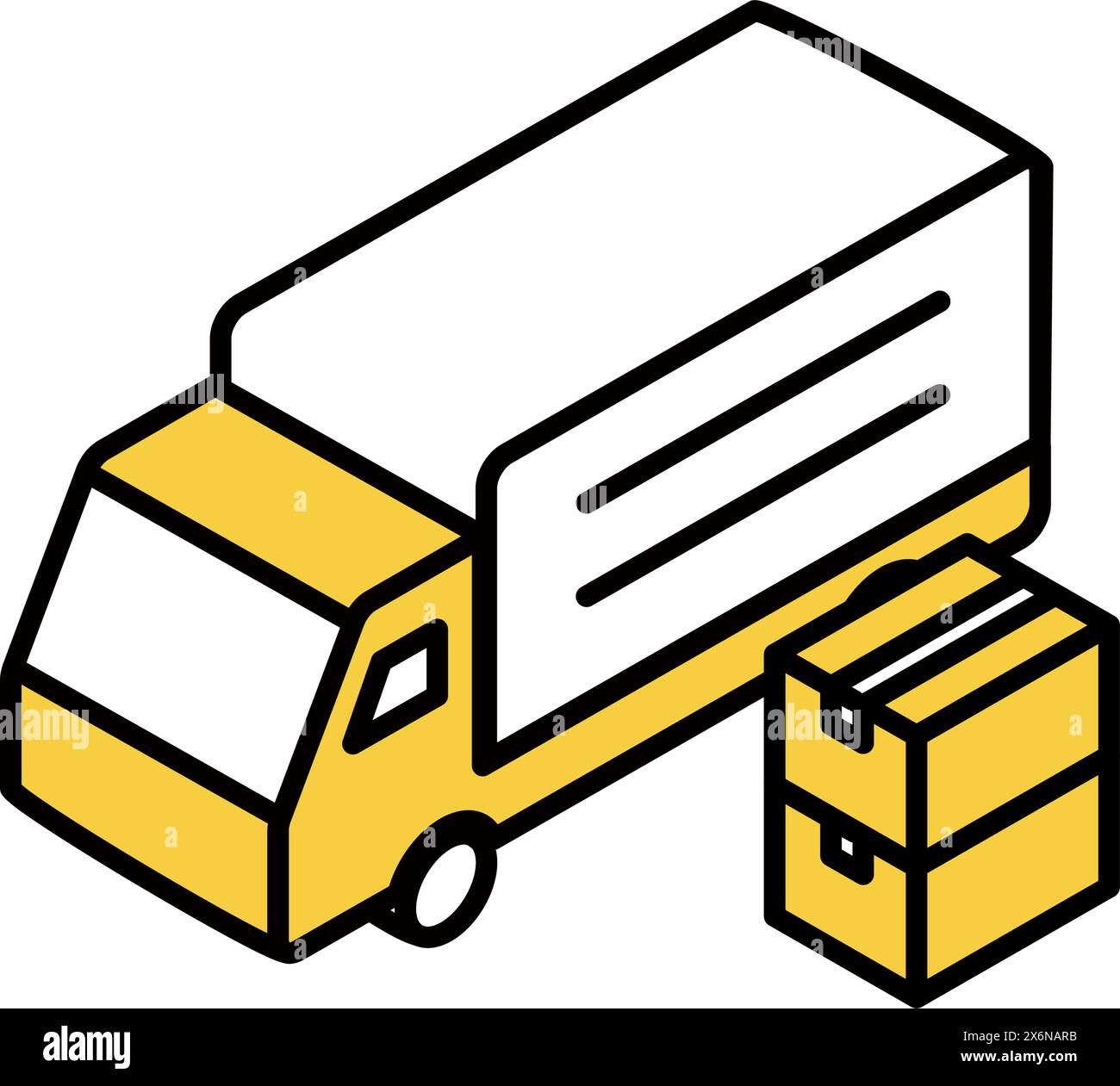 For Rent: Moving truck and cardboard, isometric illustration, Vector ...
