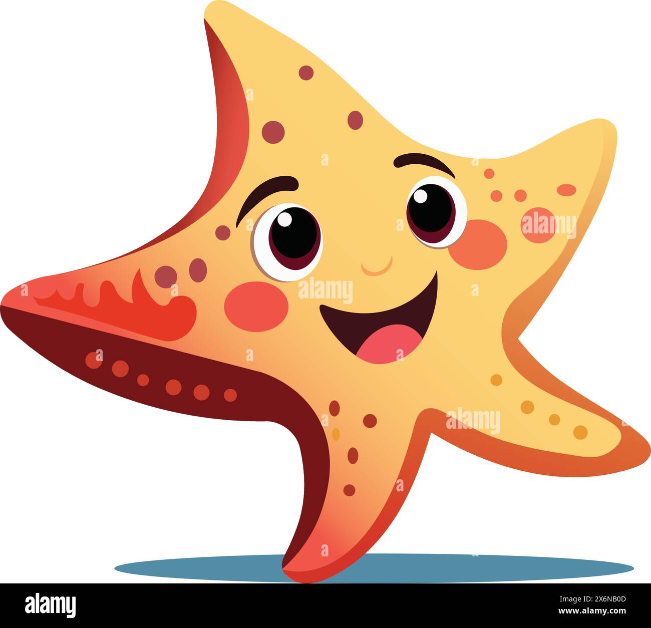 Illustration of a Cute Cartoon Starfish on a White Background Stock ...