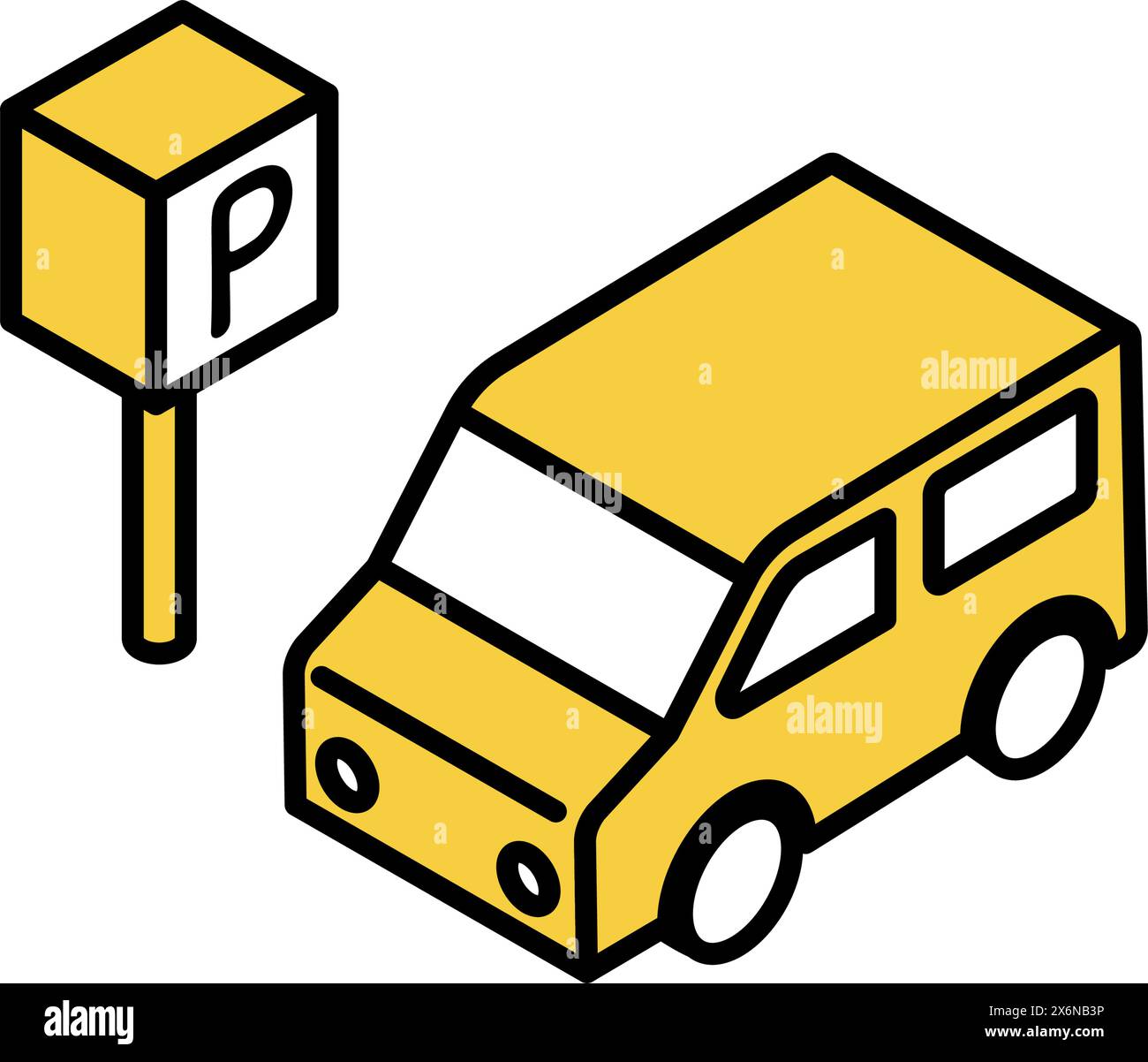 For Rent: Car parked in parking lot, isometric illustration, Vector ...