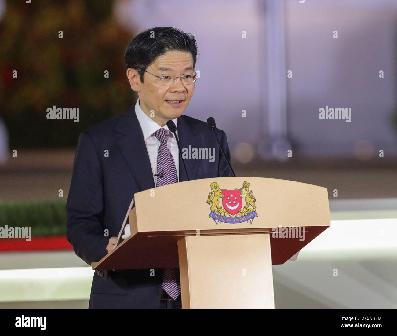 (240516) -- SINGAPORE, May 16, 2024 (Xinhua) -- Lawrence Wong speaks ...