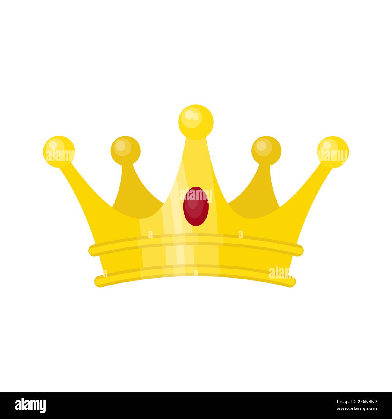 Luxury gold king's crown with oval ruby decoration, cartoon vector ...