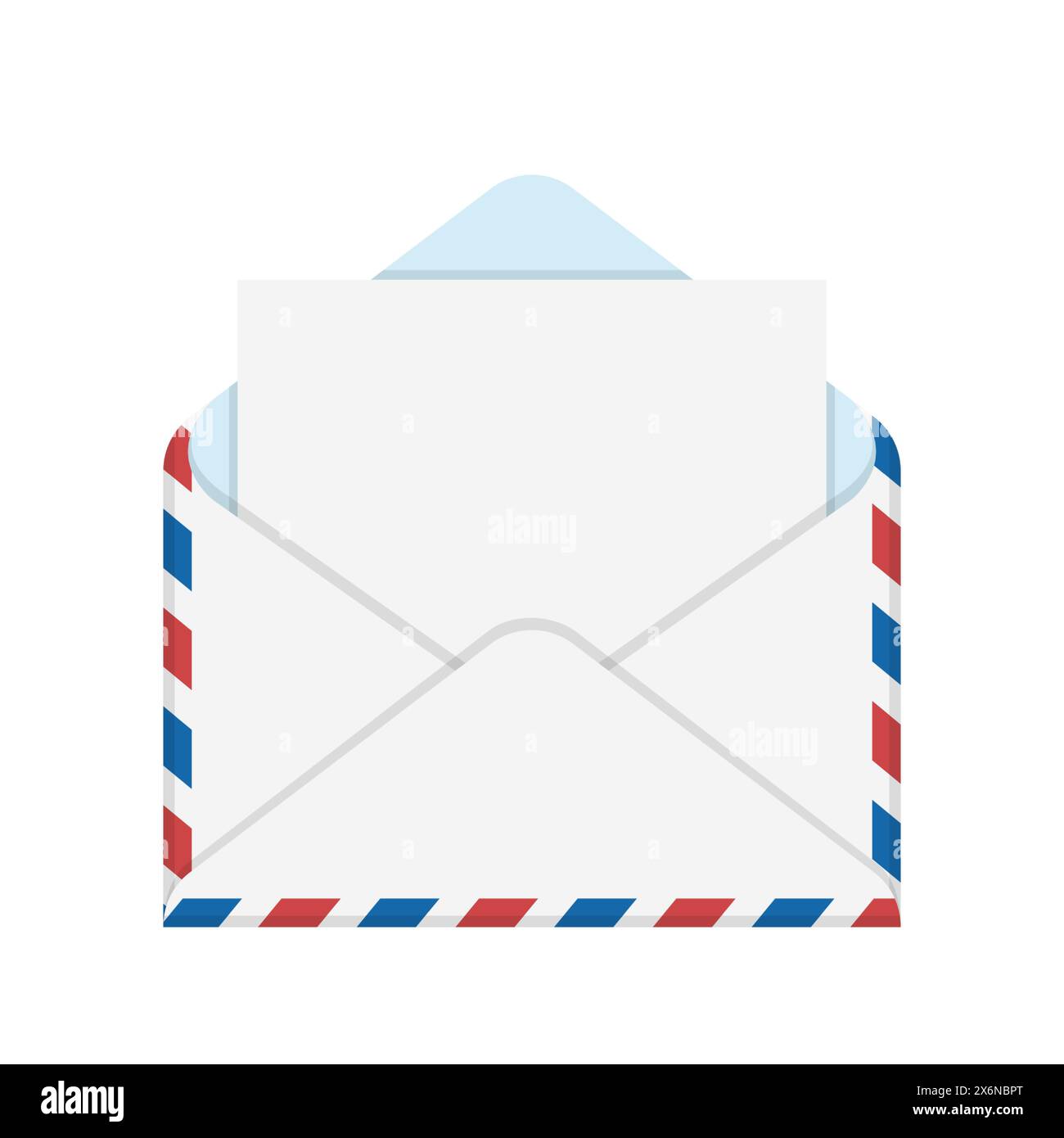 Opened mail envelope and blank letter paper, cartoon vector isolated ...