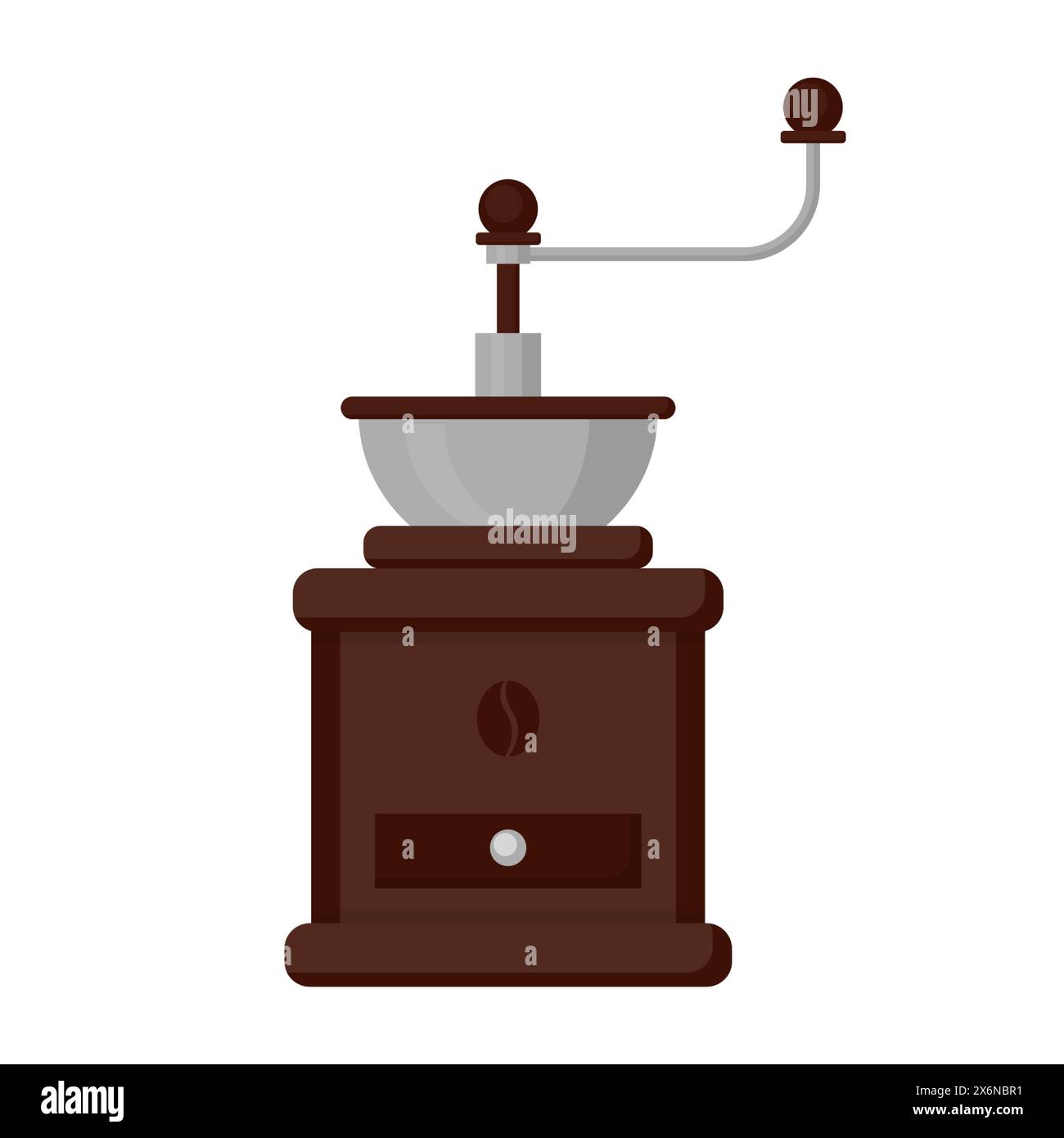 Vintage style wooden coffee grinder, cartoon vector isolated ...