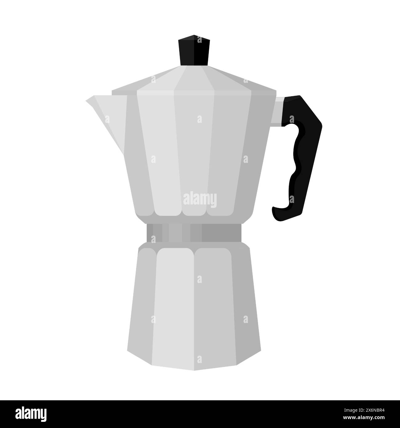 Aluminum metal material Moka pot with black plastic holder, cartoon ...