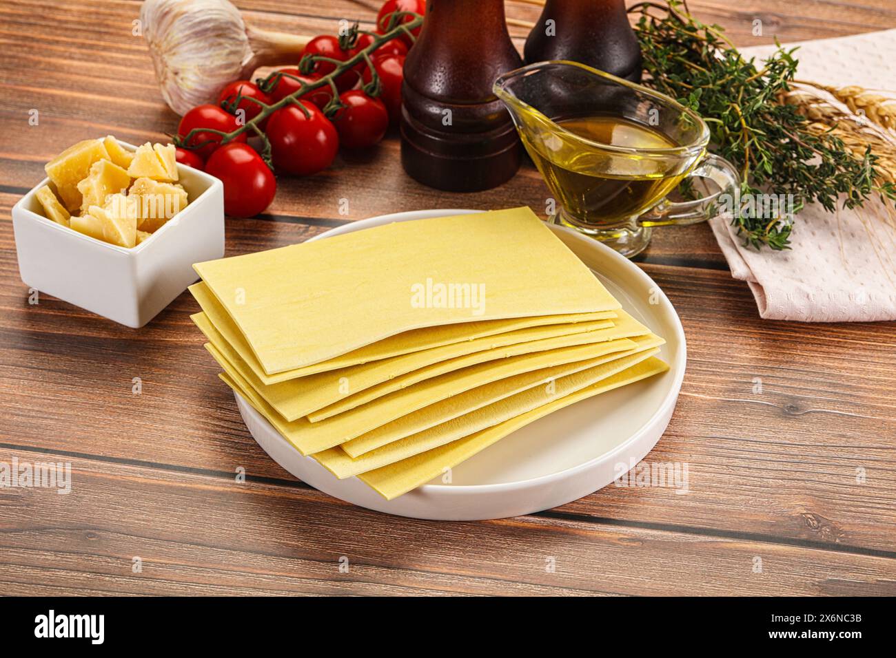 Italian cuisine - dry lasagna sheets for cooking Stock Photo - Alamy