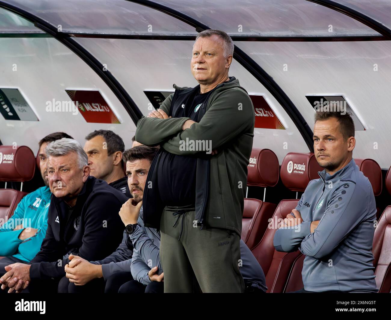 Budapest, Hungary. 15th May, 2024. Gyorgy Bognar, head coach of Paksi ...