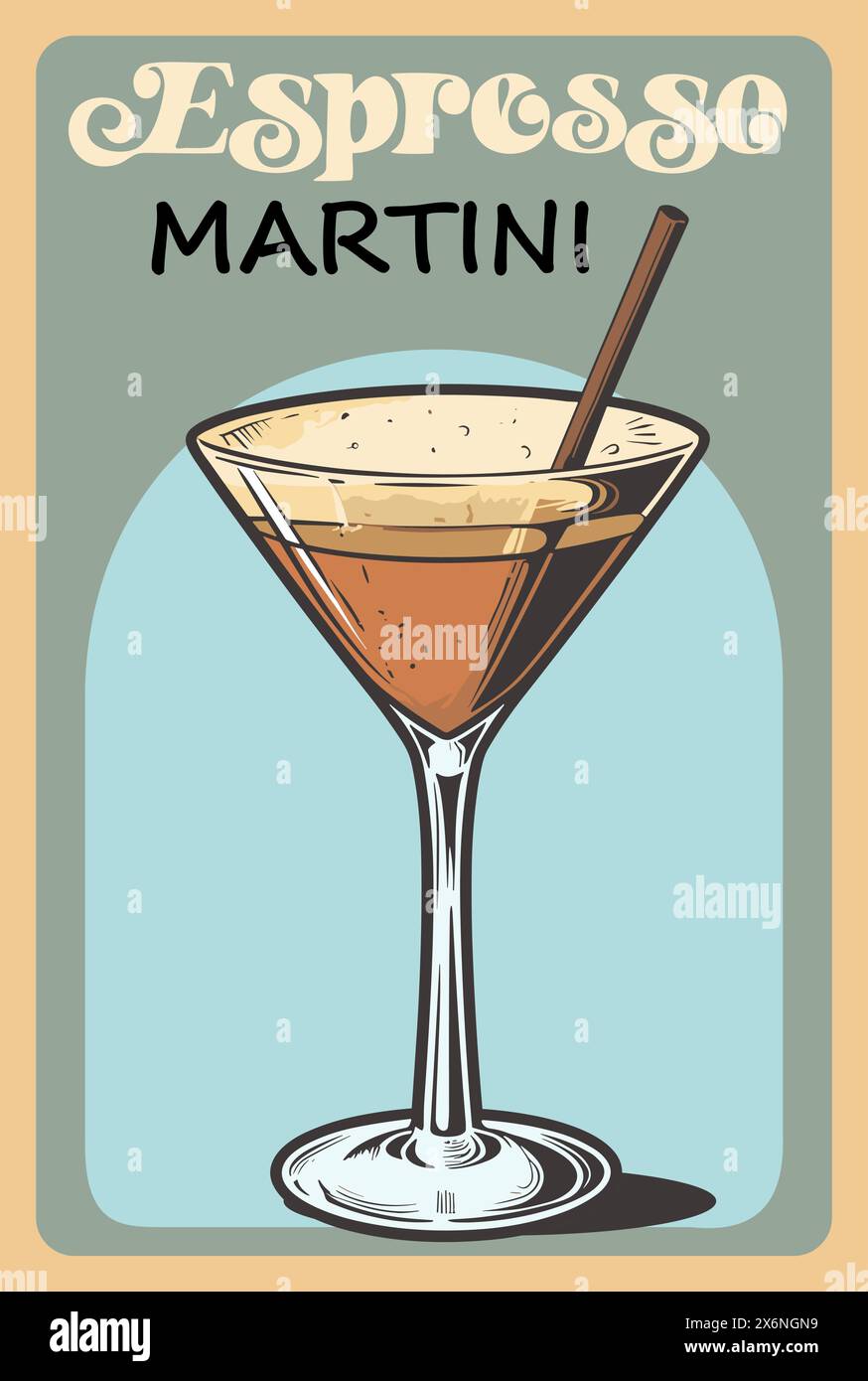 Espresso Martini Cocktail retro poster vector art Stock Vector Image ...