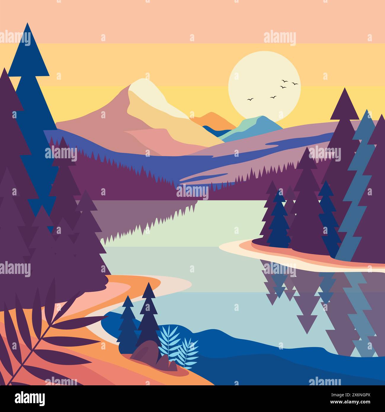 Morning sun view Stock Vector Images - Alamy