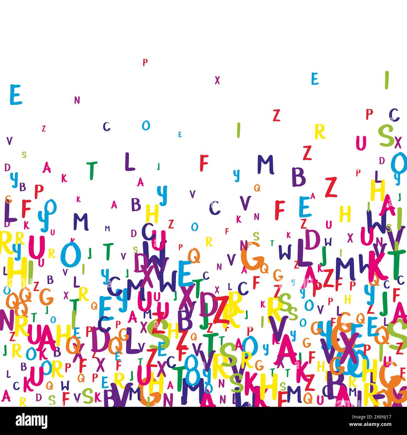 Falling letters of English language. Colorful childish flying ...