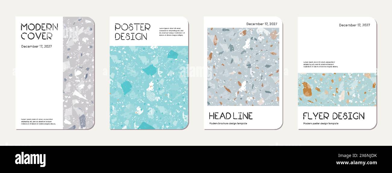 Notebook cover design. Terrazzo abstract background made of natural ...