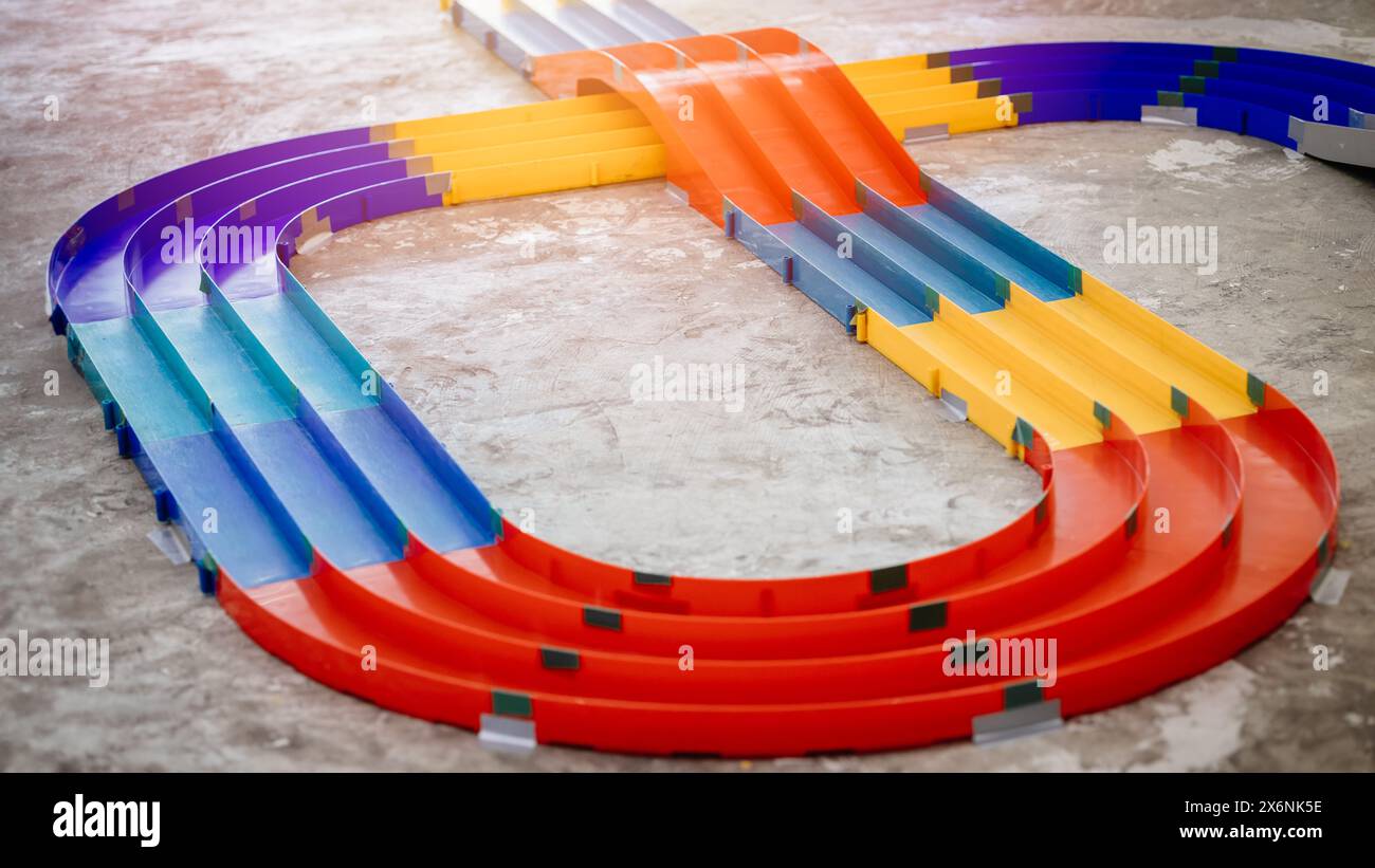 Mini 4WD Race Track for toy motor speed car racing circuit Stock Photo ...