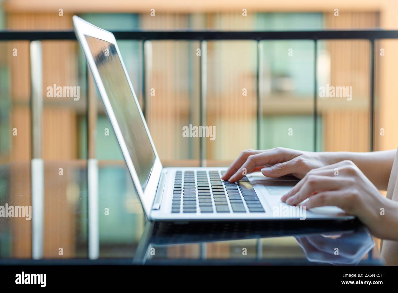Closeup hand using laptop hi-res stock photography and images - Alamy