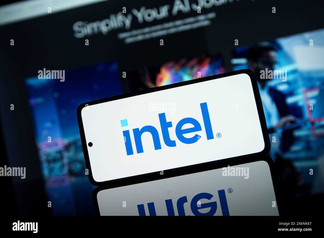Intel corporation logo on displayedd on screen Stock Photo - Alamy