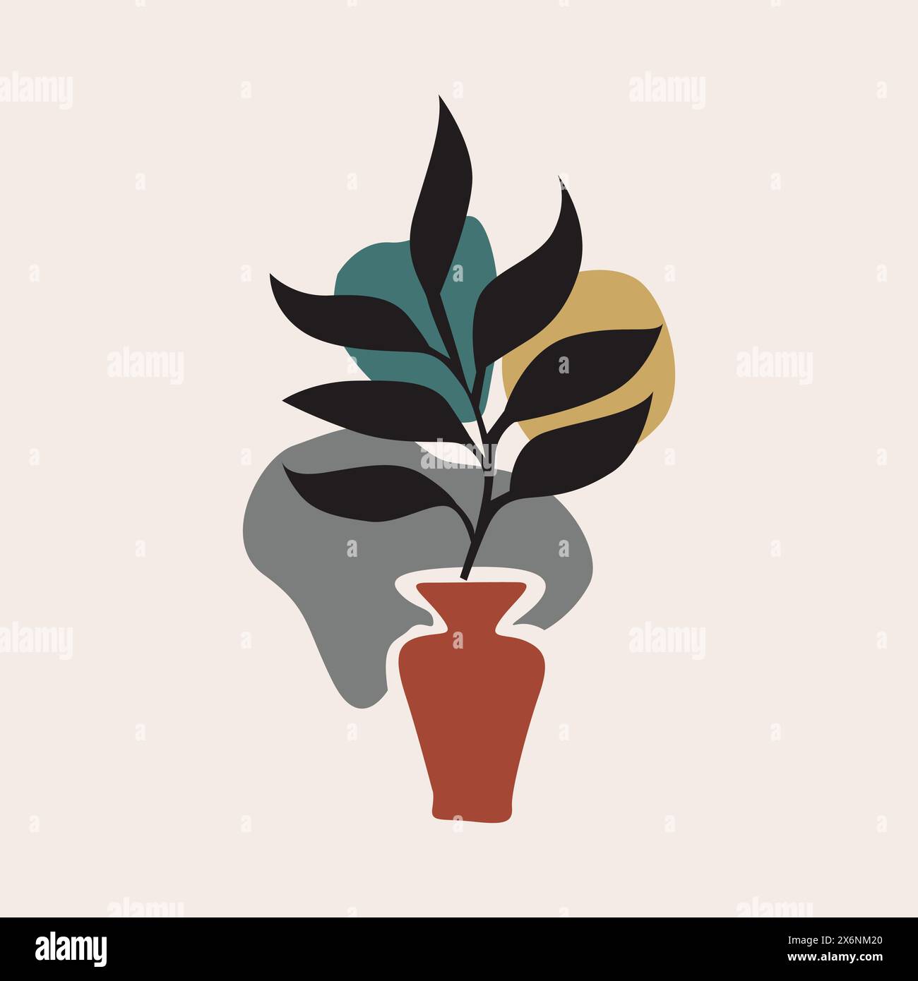 Elegant Abstract Flower in a Vase Poster Illustrations: Artistic ...
