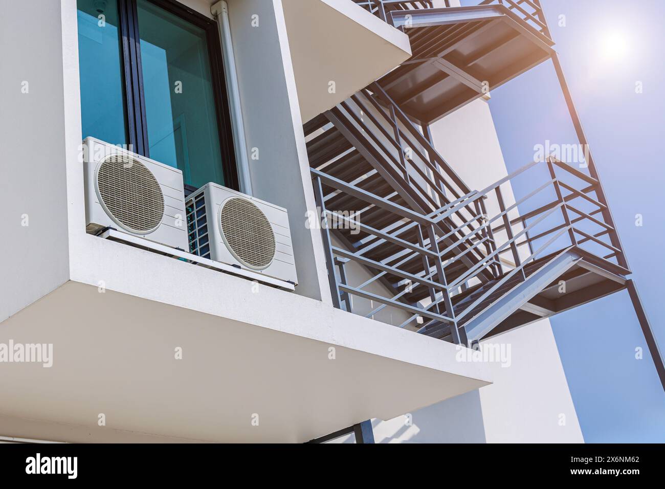 modern office home or hotel building exterior outdoors windows ac units ...