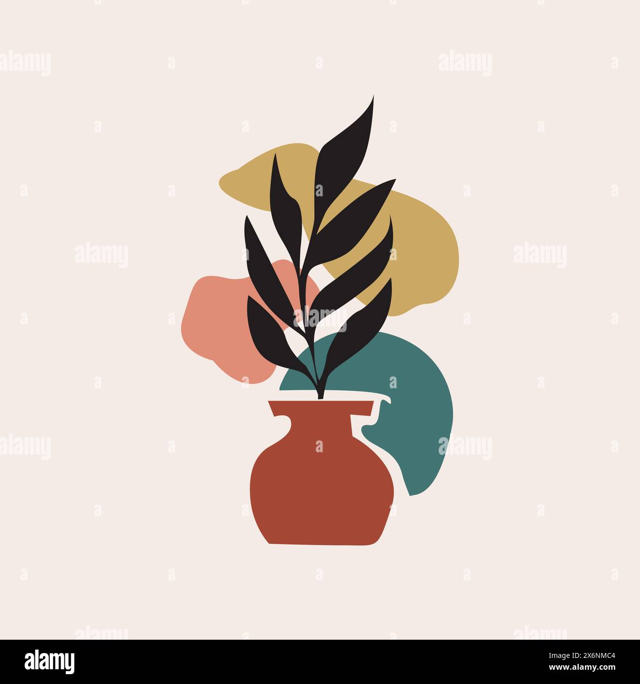 Elegant Abstract Flower in a Vase Poster Illustrations: Artistic ...
