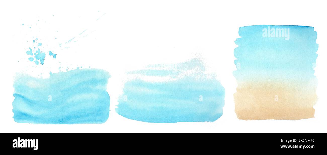 Watercolor summer abstract backgrounds with beach and sea and sun. For ...