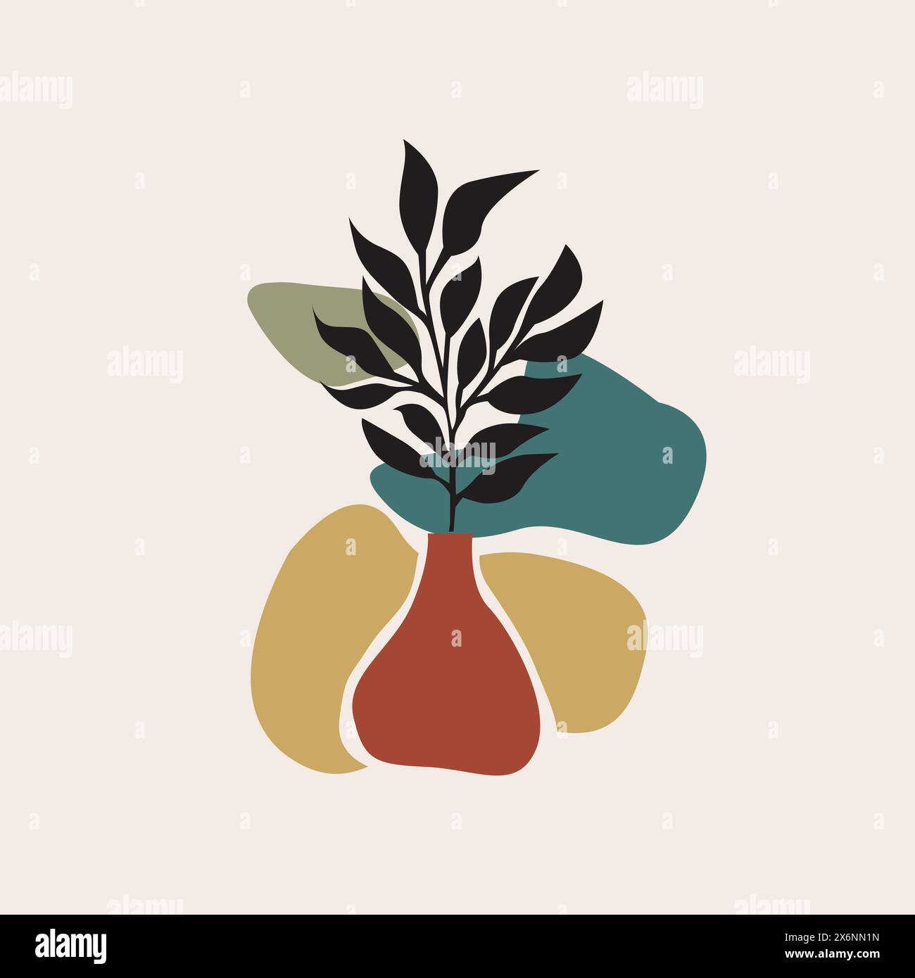 Elegant Abstract Flower in a Vase Poster Illustrations: Artistic ...