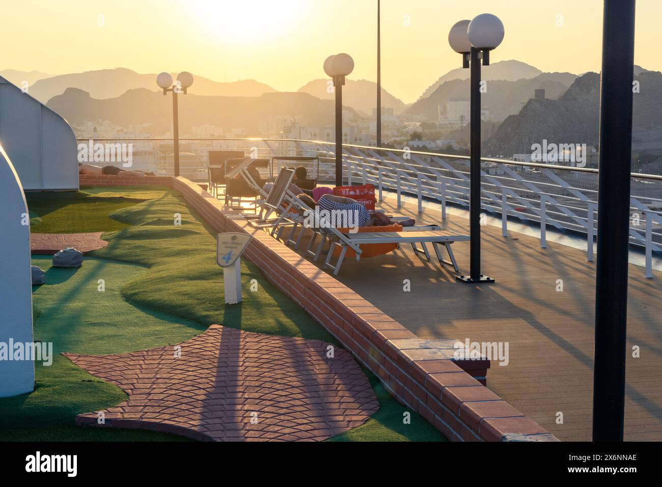 Muscat, Oman - January 2, 2024: A serene morning on the deck of a ...