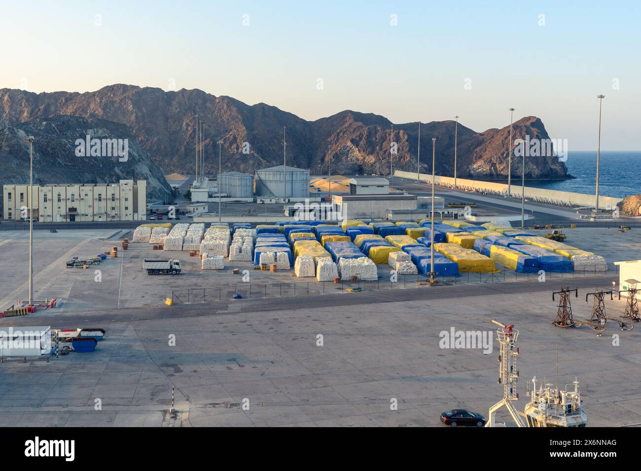 Muscat, Oman - January 2, 2024: The port of Muscat is a picture of ...