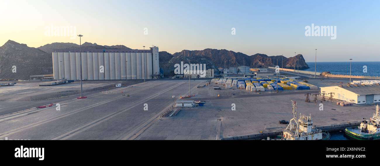 Muscat, Oman - January 2, 2024: The port of Muscat unfolds in a ...
