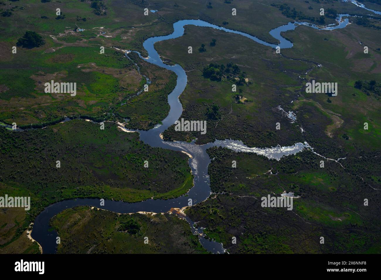 Green Africa. Africa aerial landscape, green river, Okavango delta in ...