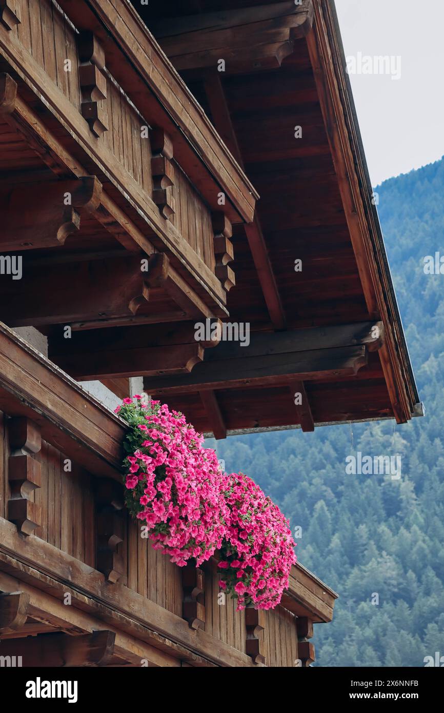 Beautiful traditional Austrian facades decorated with flowers Stock ...