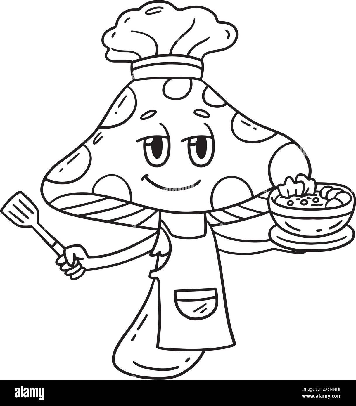 Mushroom Chef Isolated Coloring Page for Kids Stock Vector Image & Art ...
