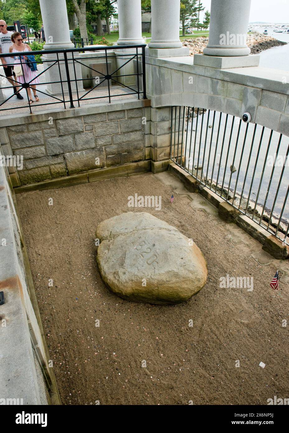Plymouth Rock. Dated 1620. Symbolic landing site of the Mayflower ...