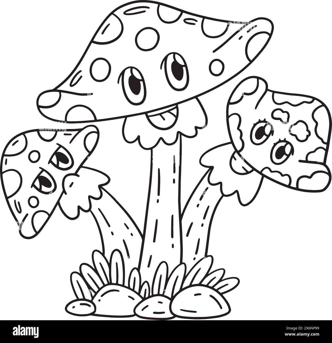 Mushroom Siblings Isolated Coloring Page for Kids Stock Vector Image ...