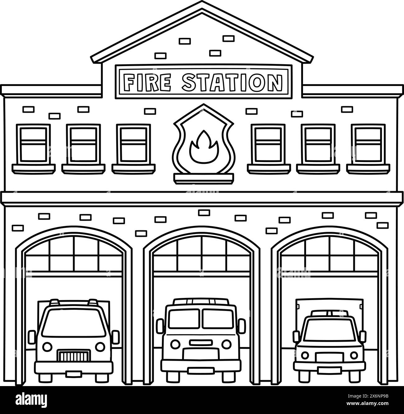 Fire StationIsolated Coloring Page for Kids Stock Vector Image & Art ...