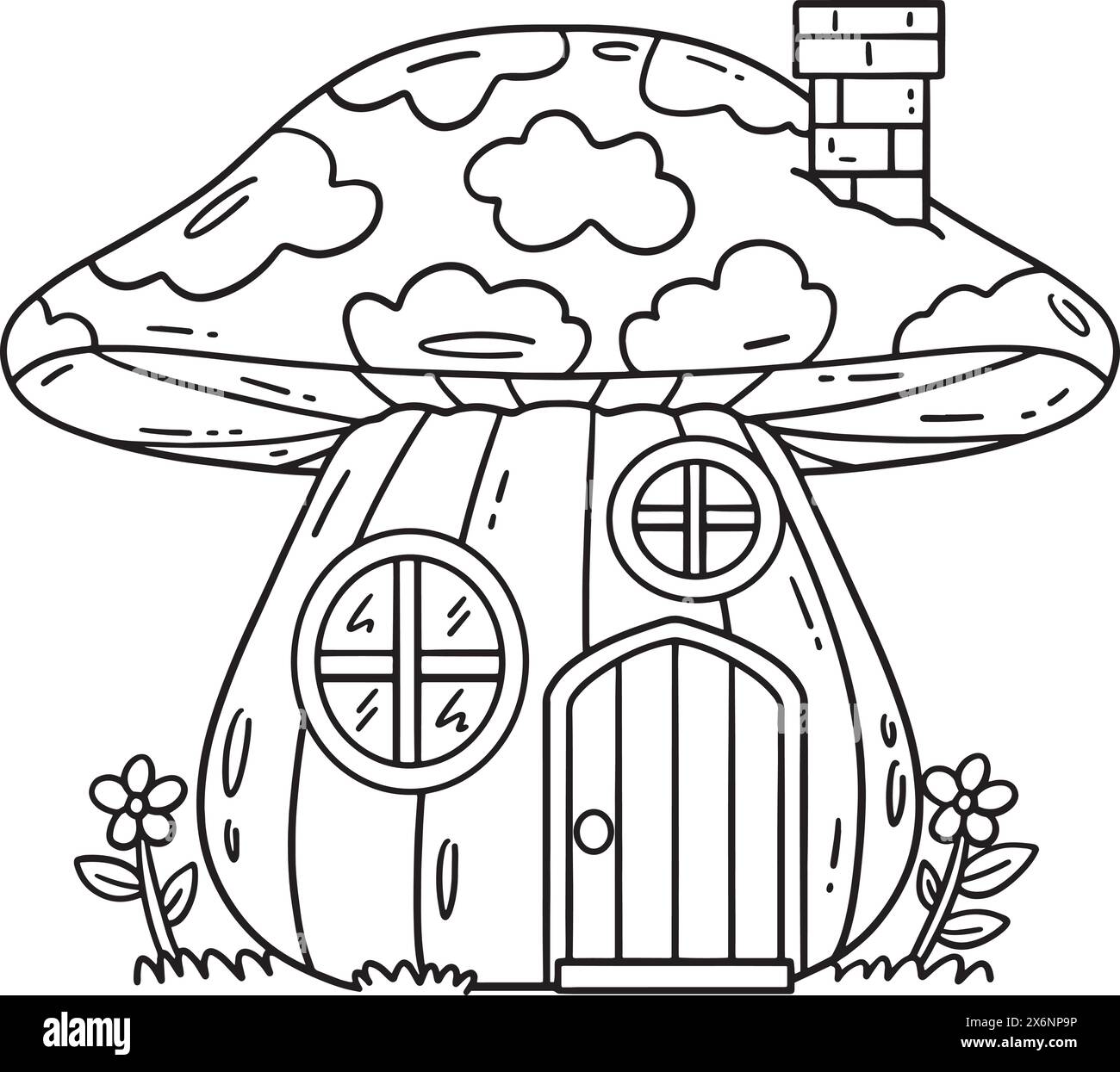 Mushroom House Isolated Coloring Page for Kids Stock Vector Image & Art ...