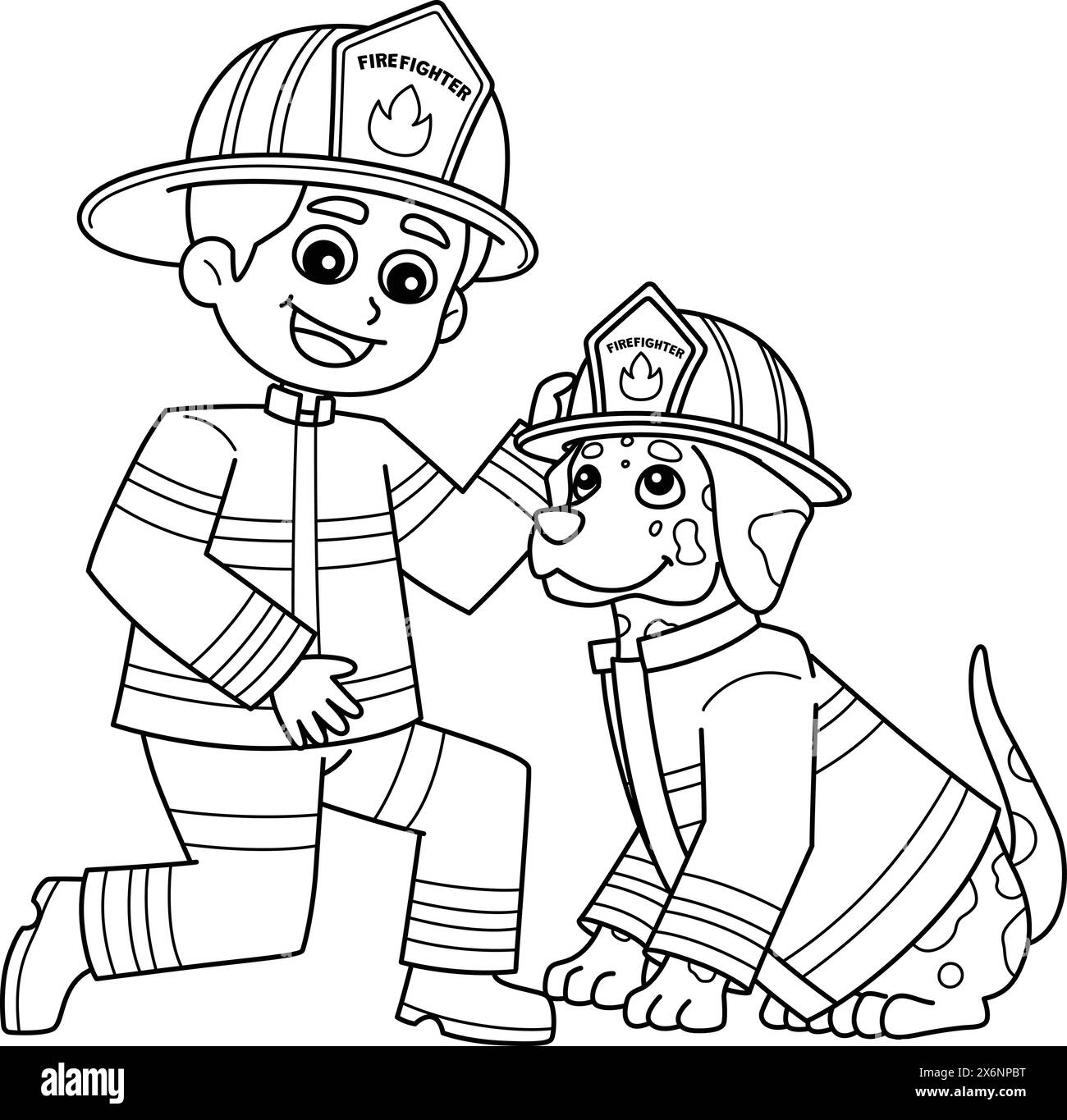 Firefighter Boy and Firefighter Dog Isolated Stock Vector Image & Art ...