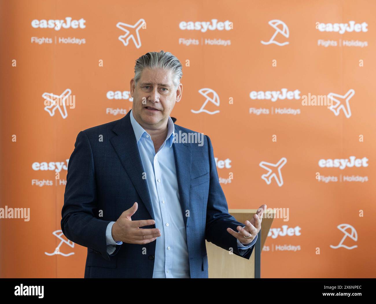 File photo dated 18/03/24 of Johan Lundgren, CEO of easyJet, at a press conference at Birmingham ...