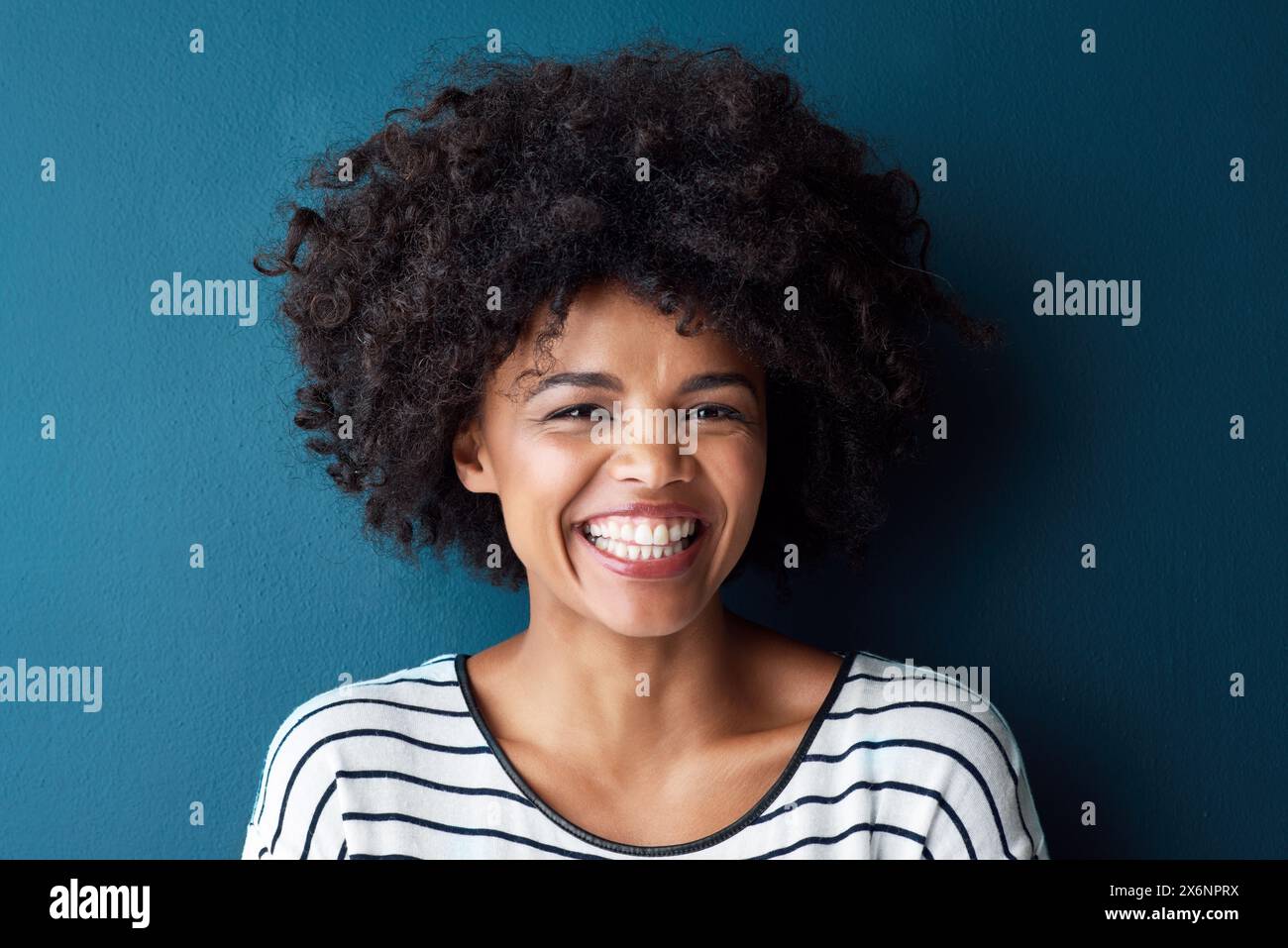 Happy, smile and portrait for African woman, studio and confidence for ...