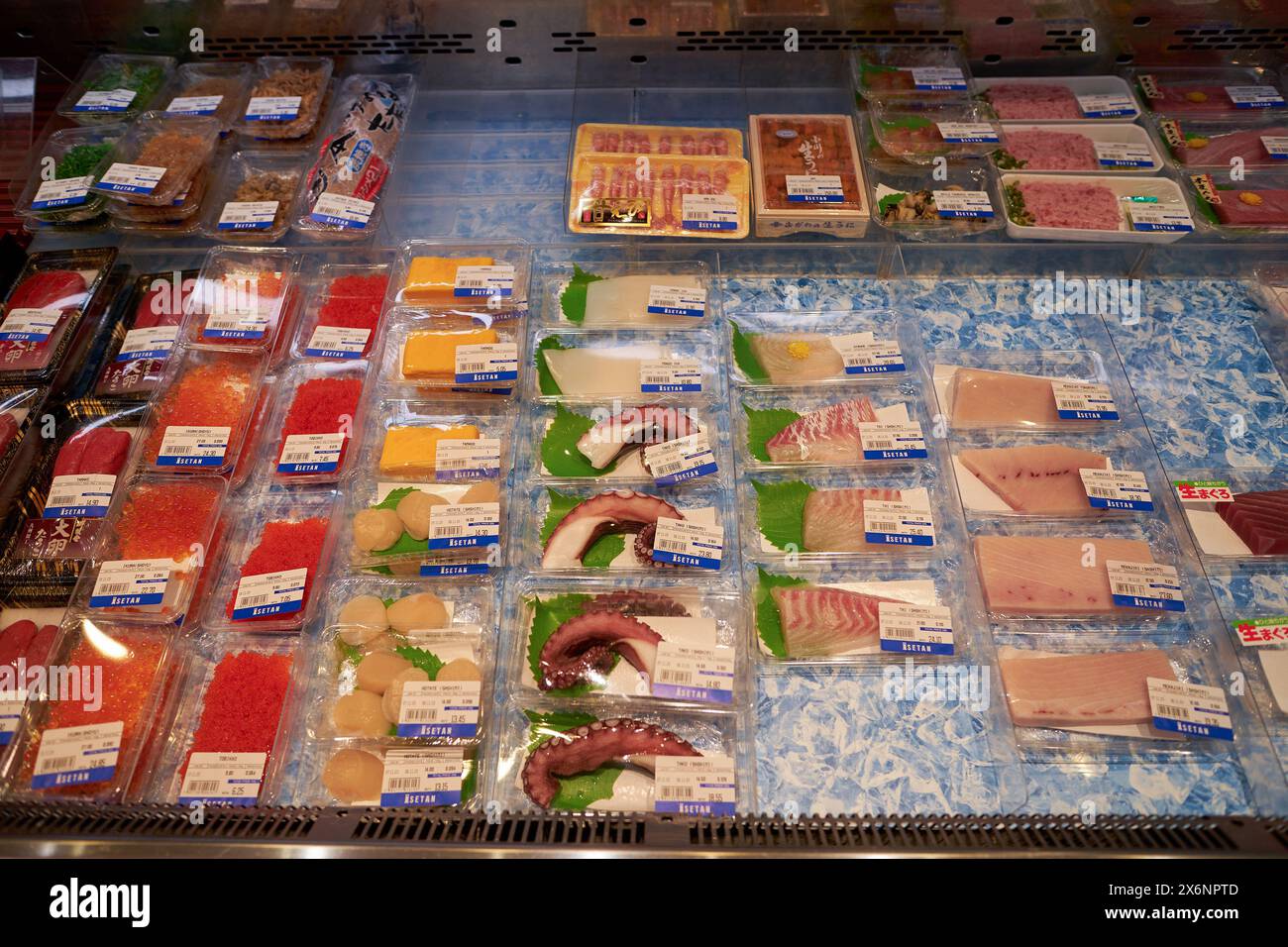 SINGAPORE - NOVEMBER 06, 2023: various sashimi displayed at Isetan ...
