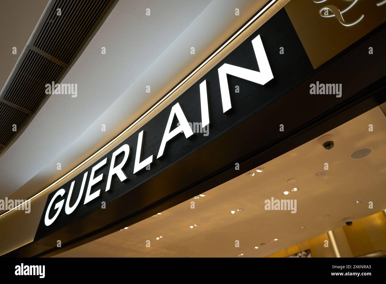 SINGAPORE - NOVEMBER 06, 2023: Guerlain brand name over the store ...