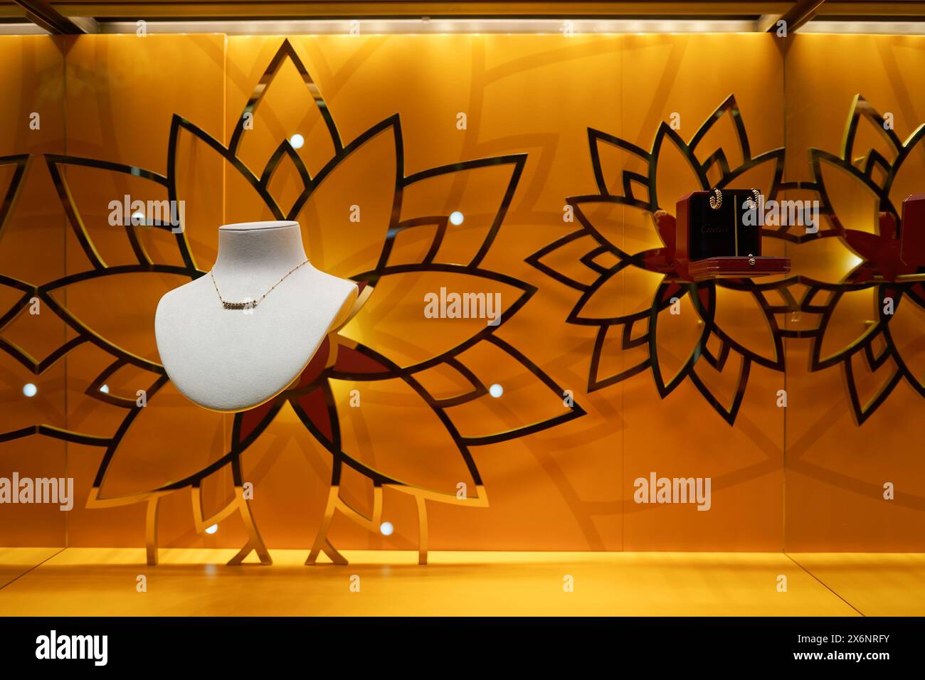 SINGAPORE - NOVEMBER 06, 2023: necklace displayed at Cartier store ...