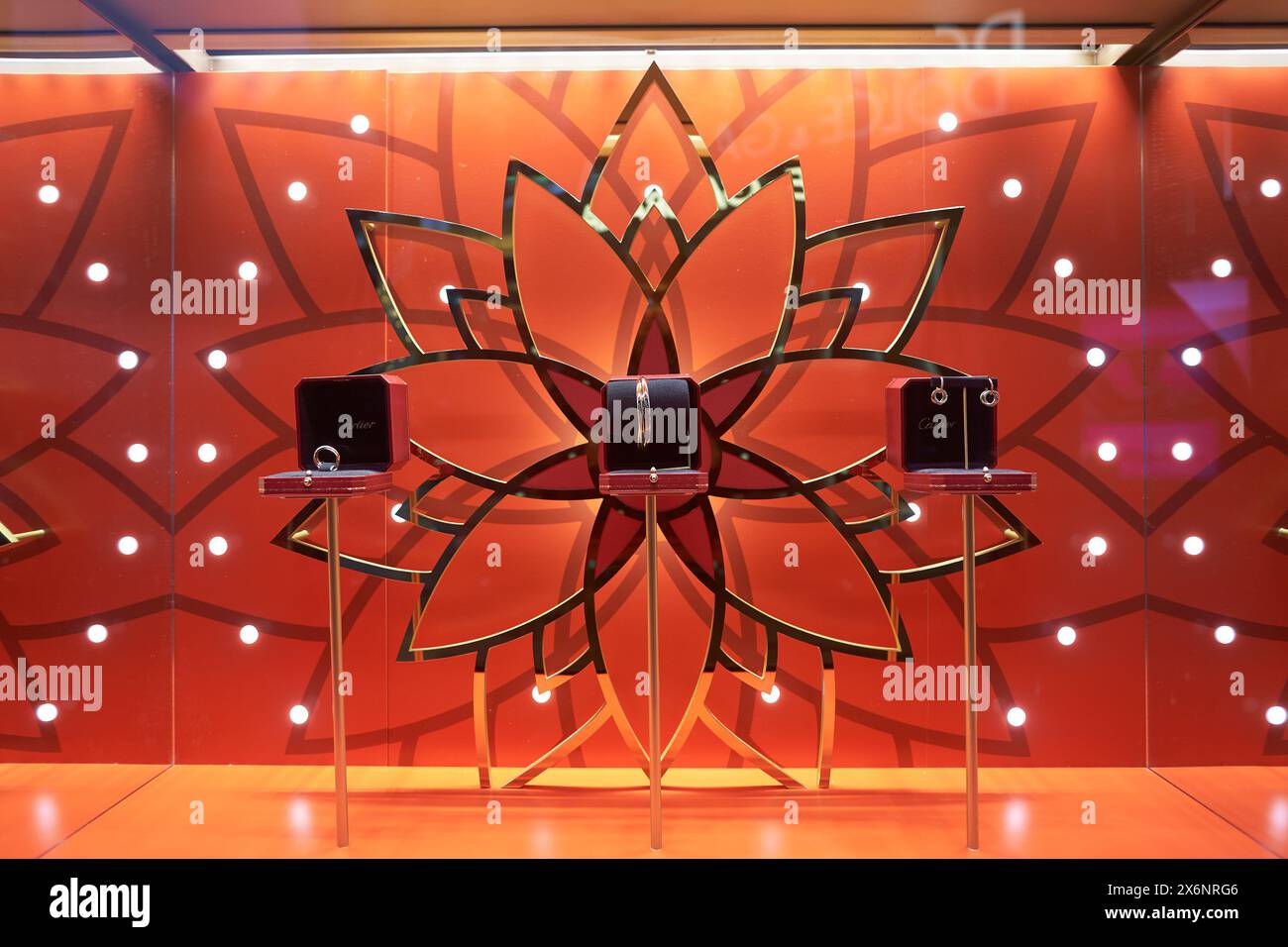 SINGAPORE - NOVEMBER 06, 2023: jewellery displayed at Cartier store ...