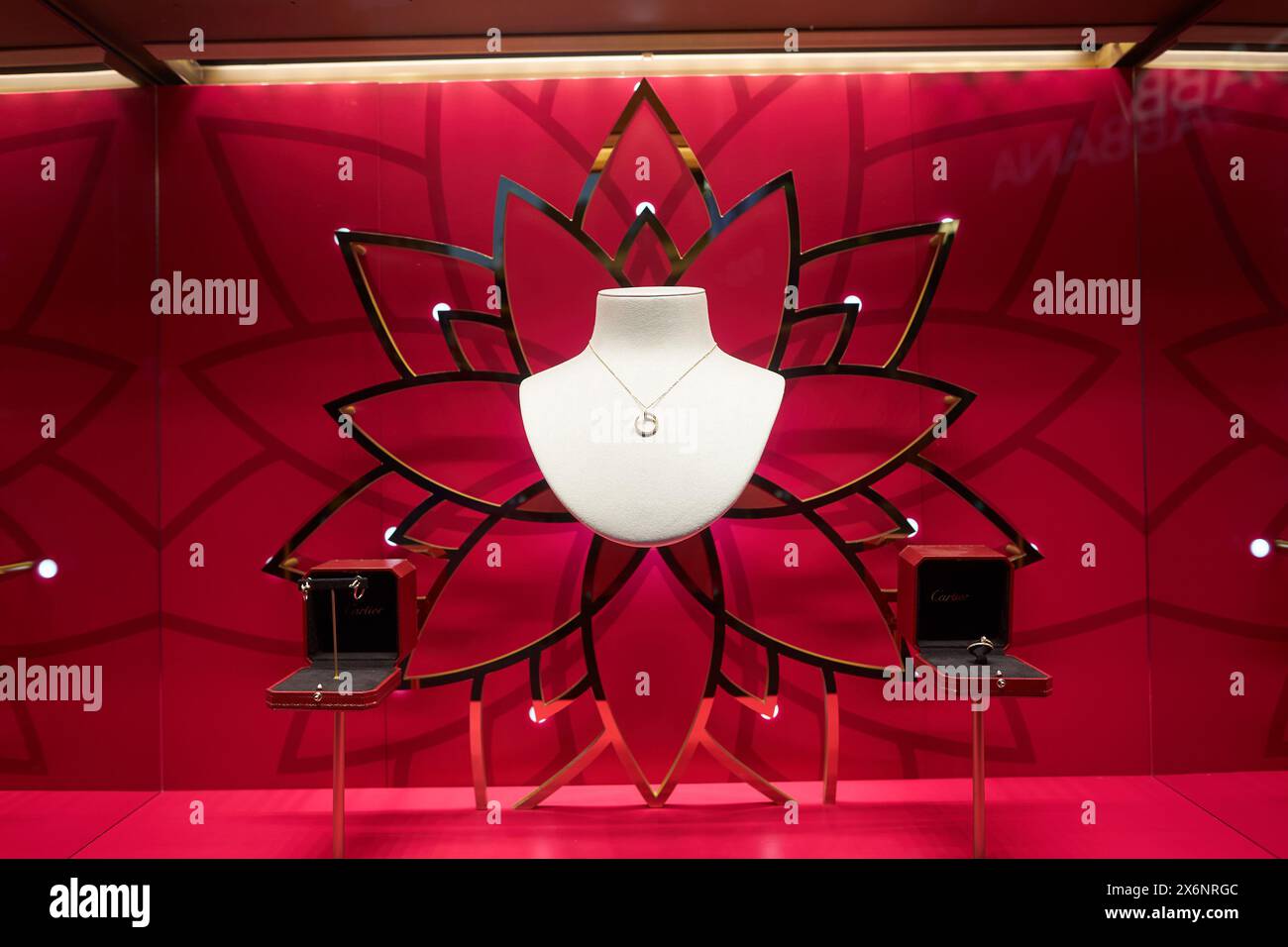 SINGAPORE - NOVEMBER 06, 2023: necklace displayed at Cartier store ...
