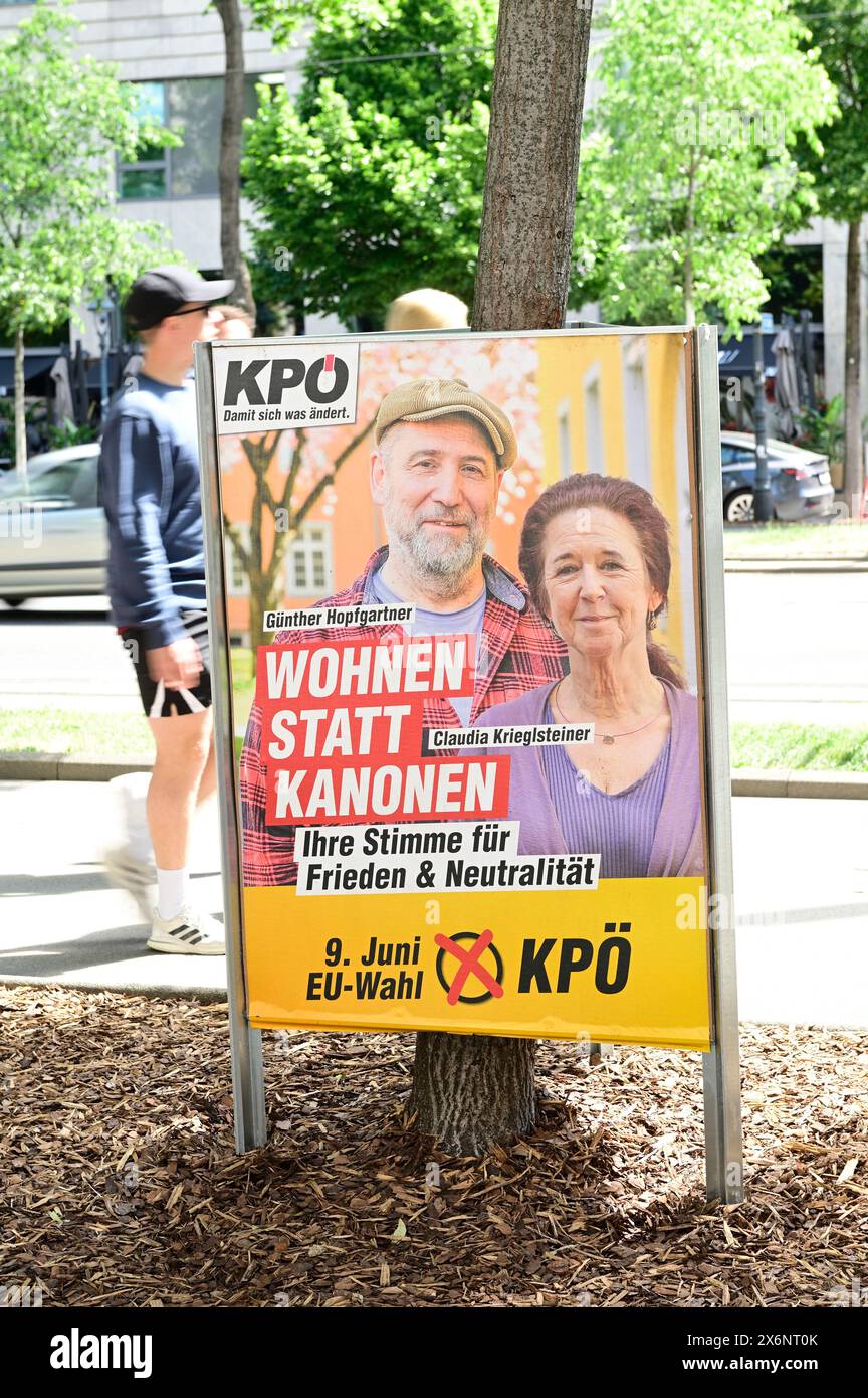 Vienna, Austria. May 15, 2024. Election posters of the KPÖ (Austrian ...