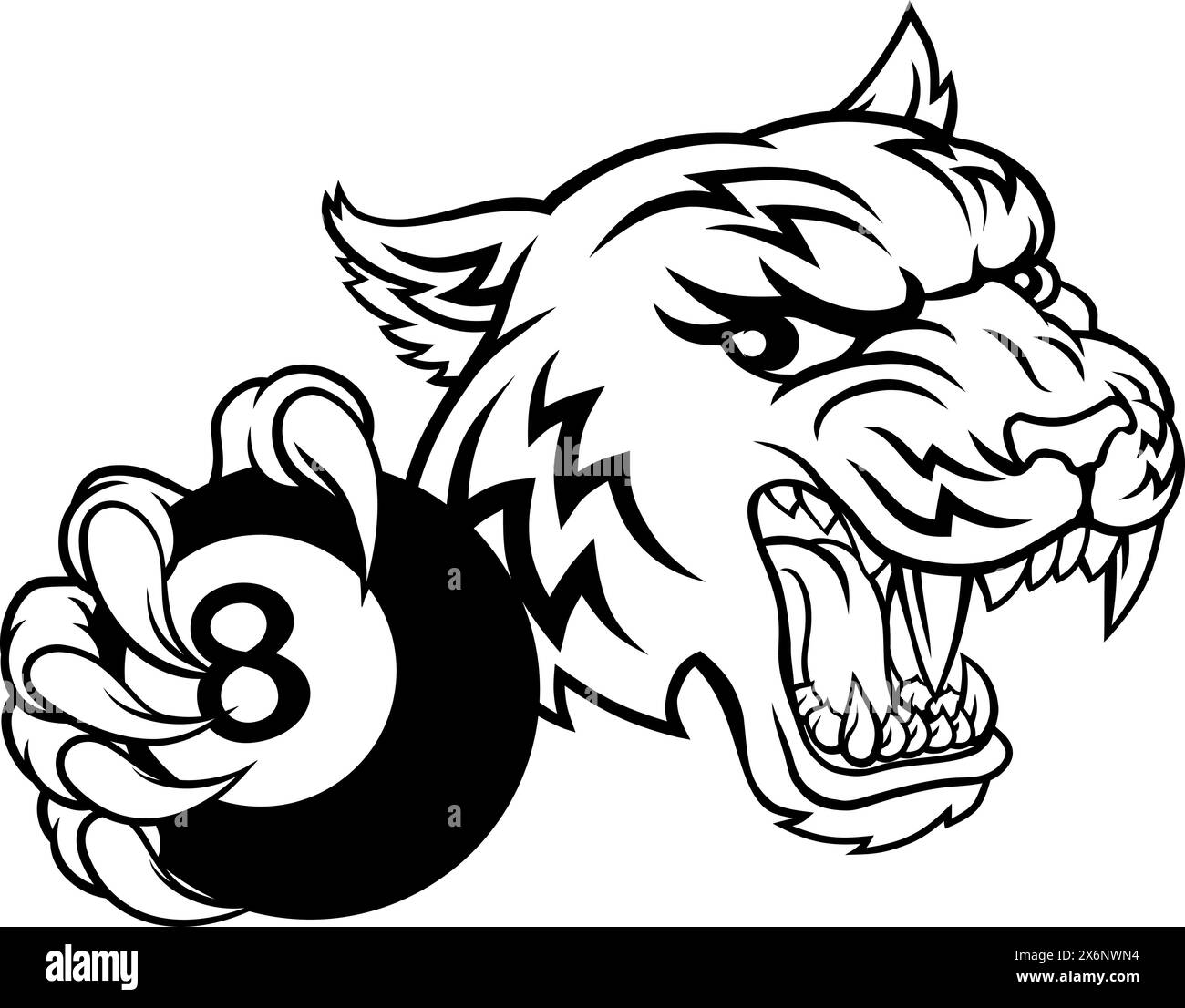 Tiger Angry Pool 8 Ball Billiards Mascot Cartoon Stock Vector Image ...