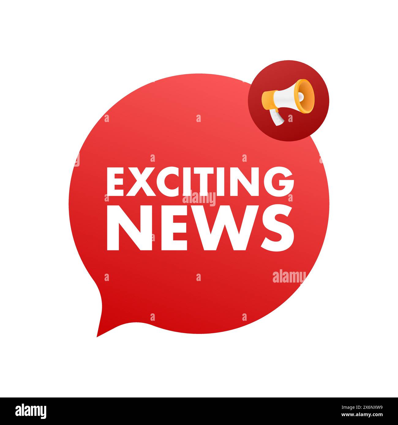 Exciting News text with Megaphone label. Megaphone in hand promotion ...