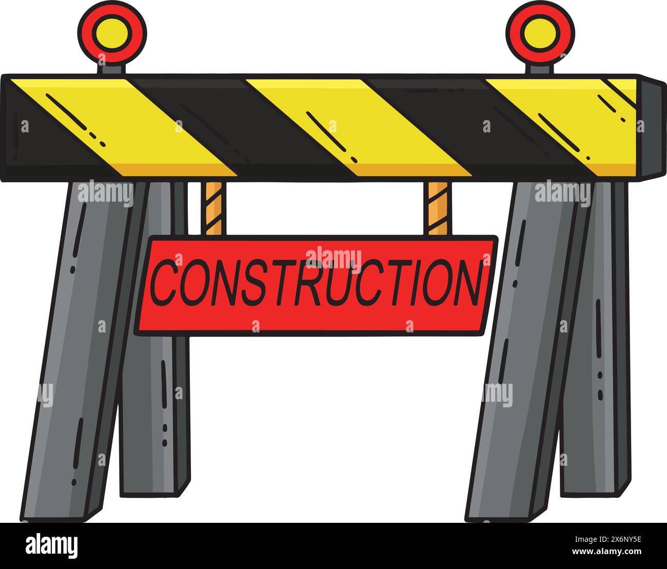 Construction Road Barrier Cartoon Colored Clipart Stock Vector Image ...