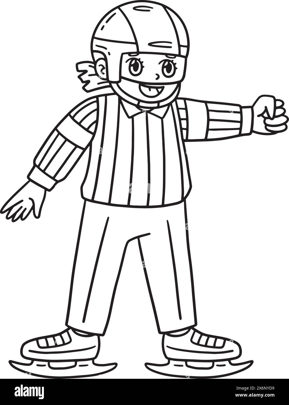 Ice Hockey Female Referee Isolated Coloring Page Stock Vector Image ...